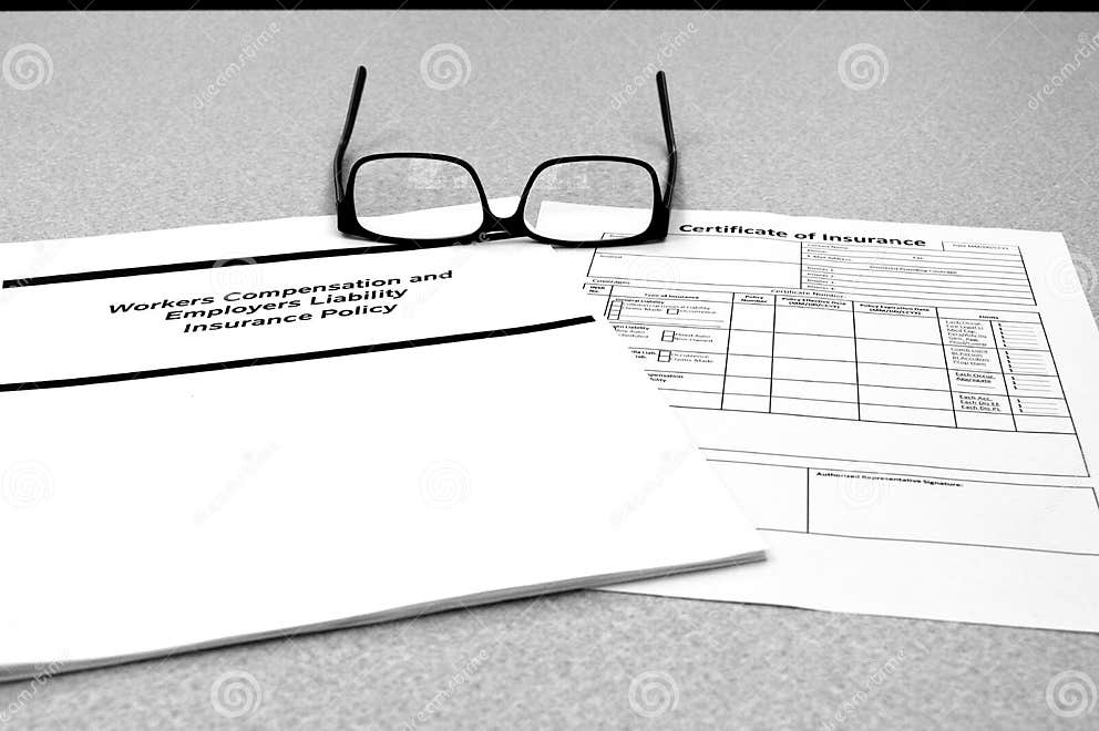 Workers Compensation Policy and Certificate of Insurance Stock Photo ...