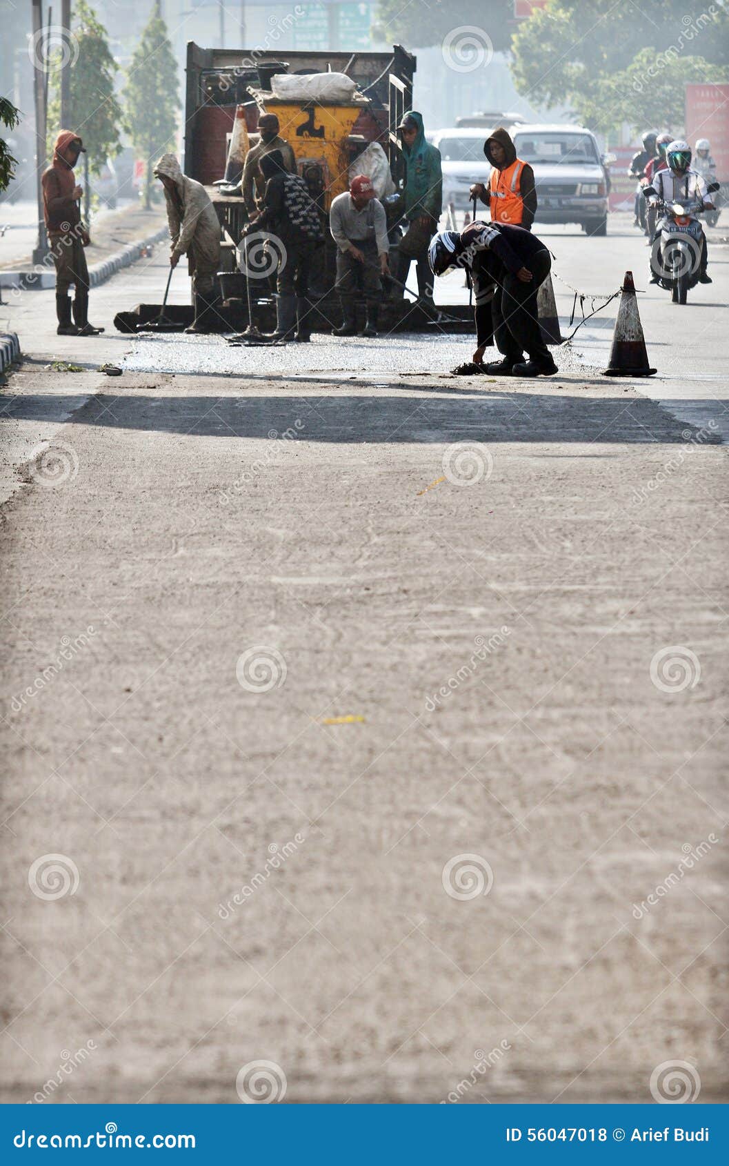 Workers Completed Repairs Along the Road Editorial Stock Photo - Image ...