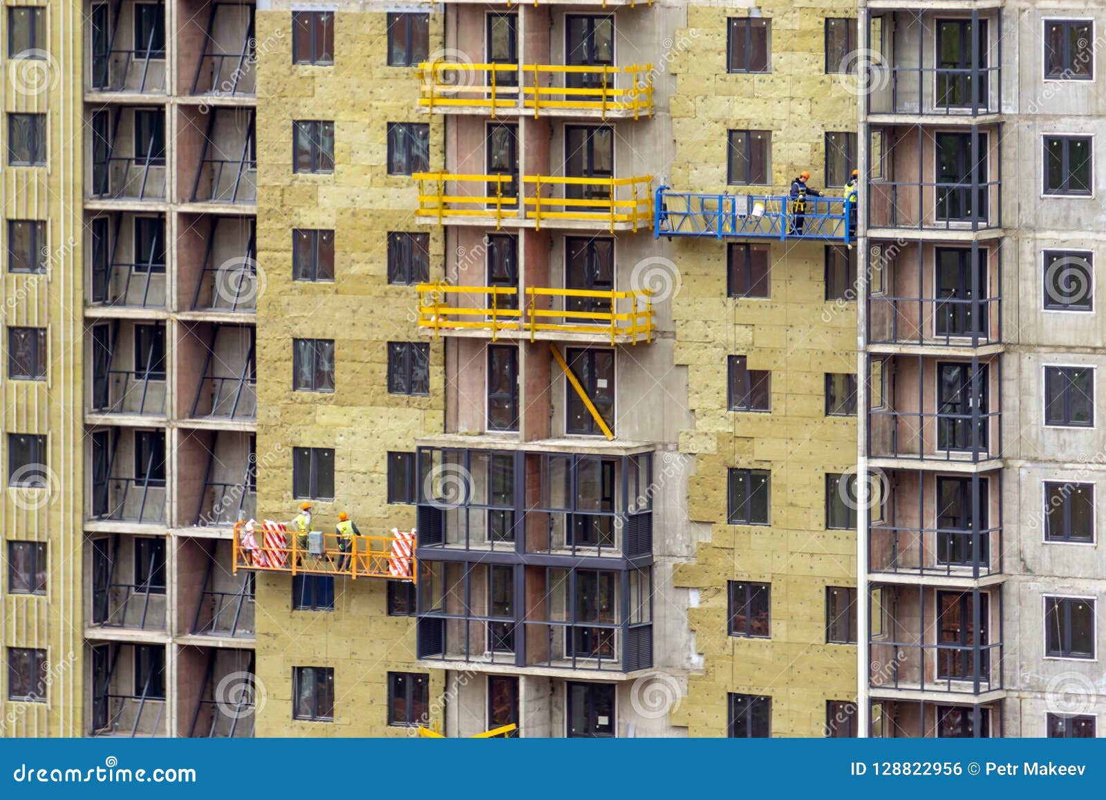 Facade Work and Insulation of a Multistory Building Editorial Photo ...