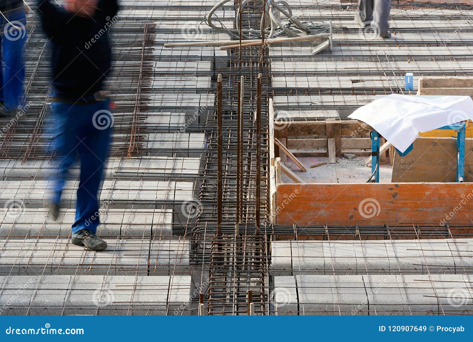 Preparing Formwork For First Floor Slab At Construction. Formworks And ...