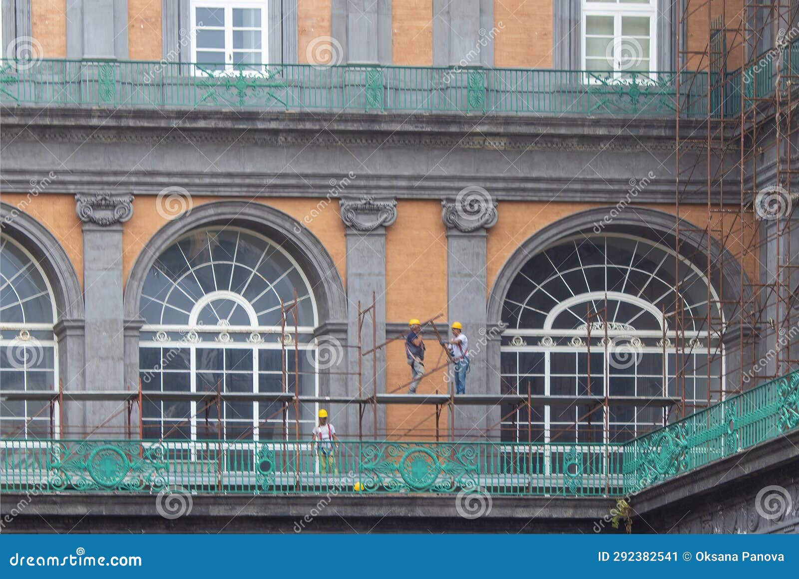 Workers on Construction Site. Architecture of Naples Naples Editorial ...