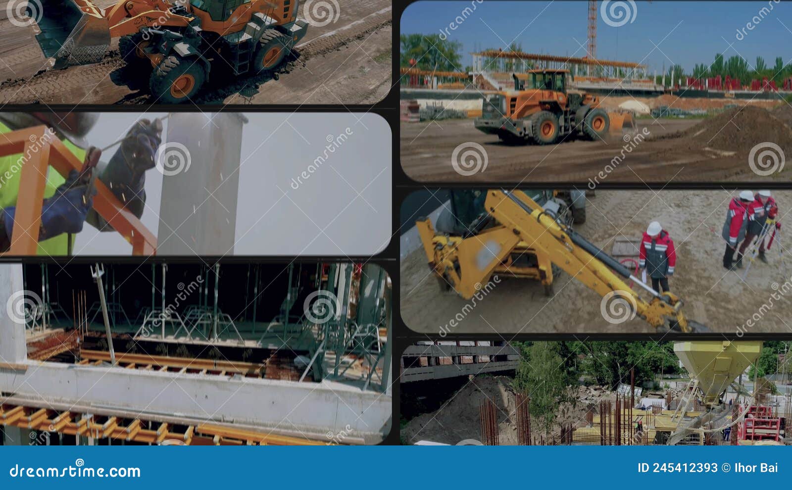A Collage of Frames at a Construction Site. Industrial Exterior ...