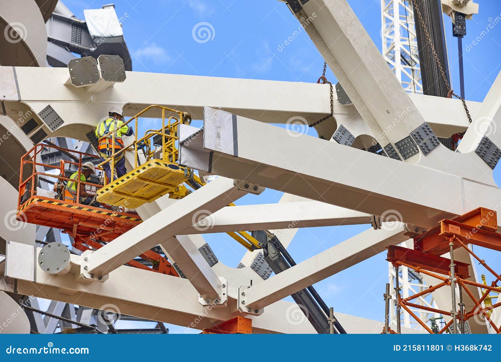 Workers on a Construction Site. Engineering and Architectural ...