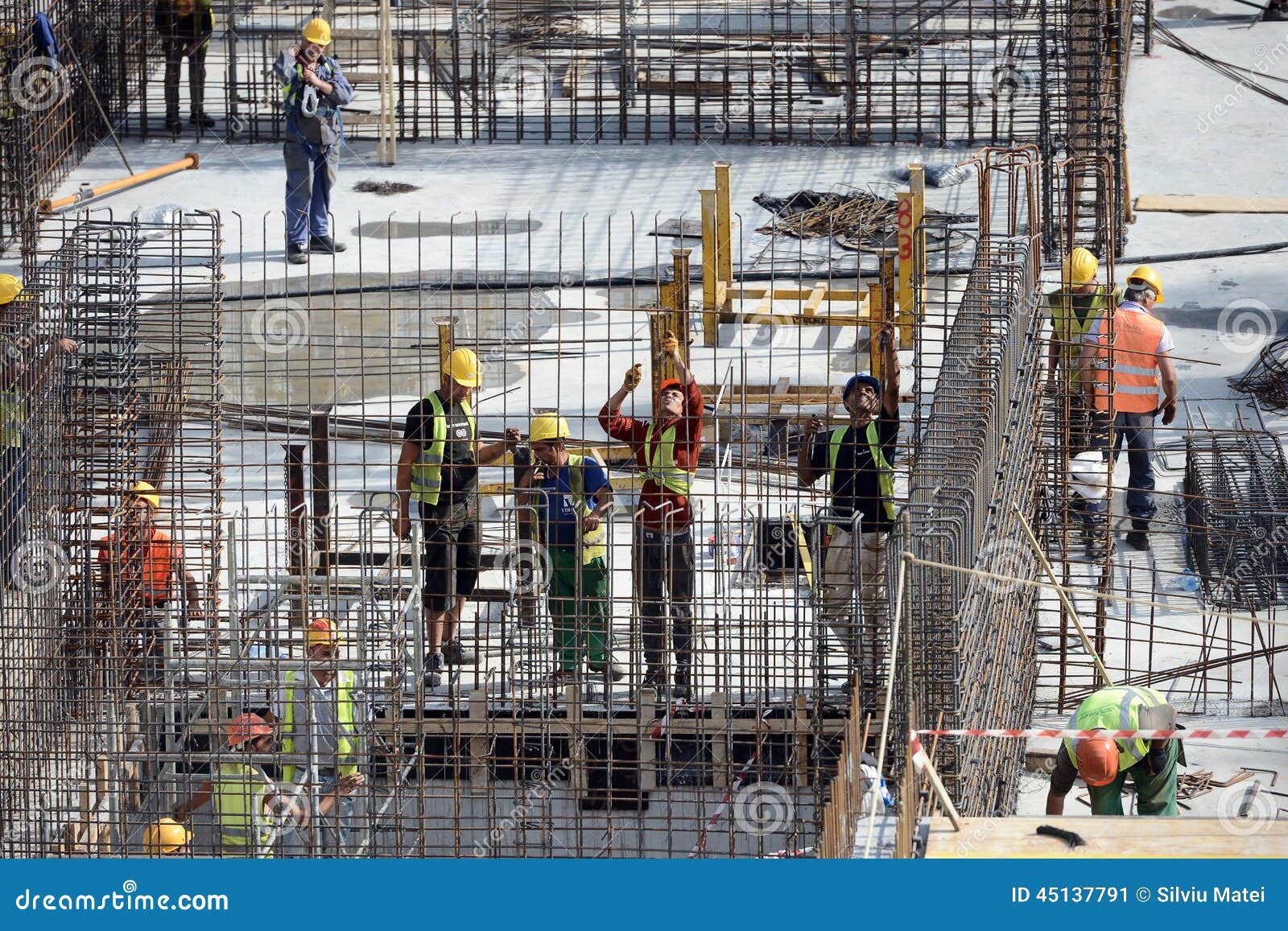 Workers on Construction Site Editorial Photo - Image of view ...
