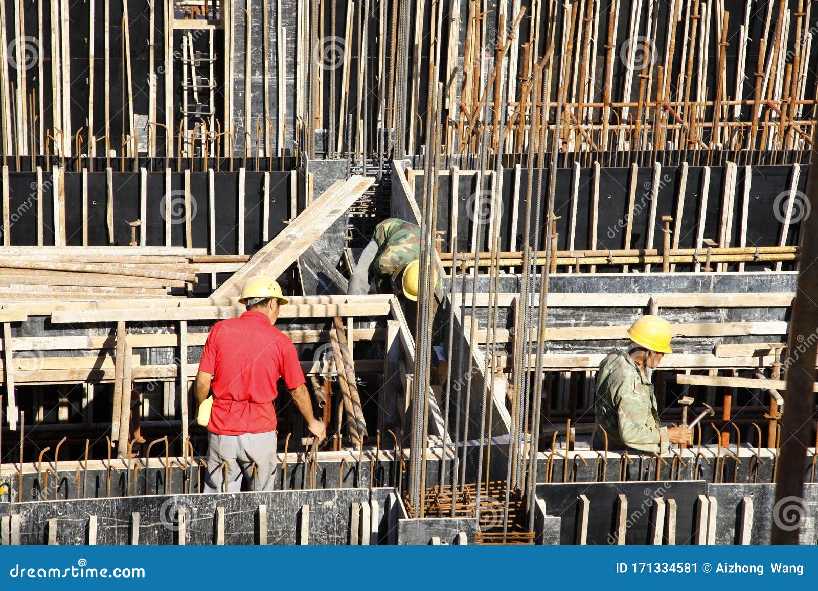 Concrete Pouring During Commercial Concreting Floors Of Building In ...