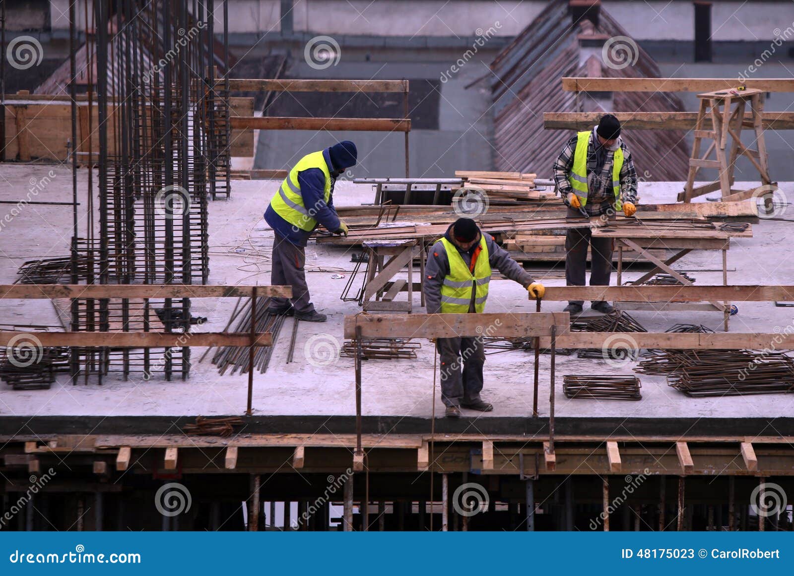 Workers on Construction Site Editorial Stock Photo - Image of ...