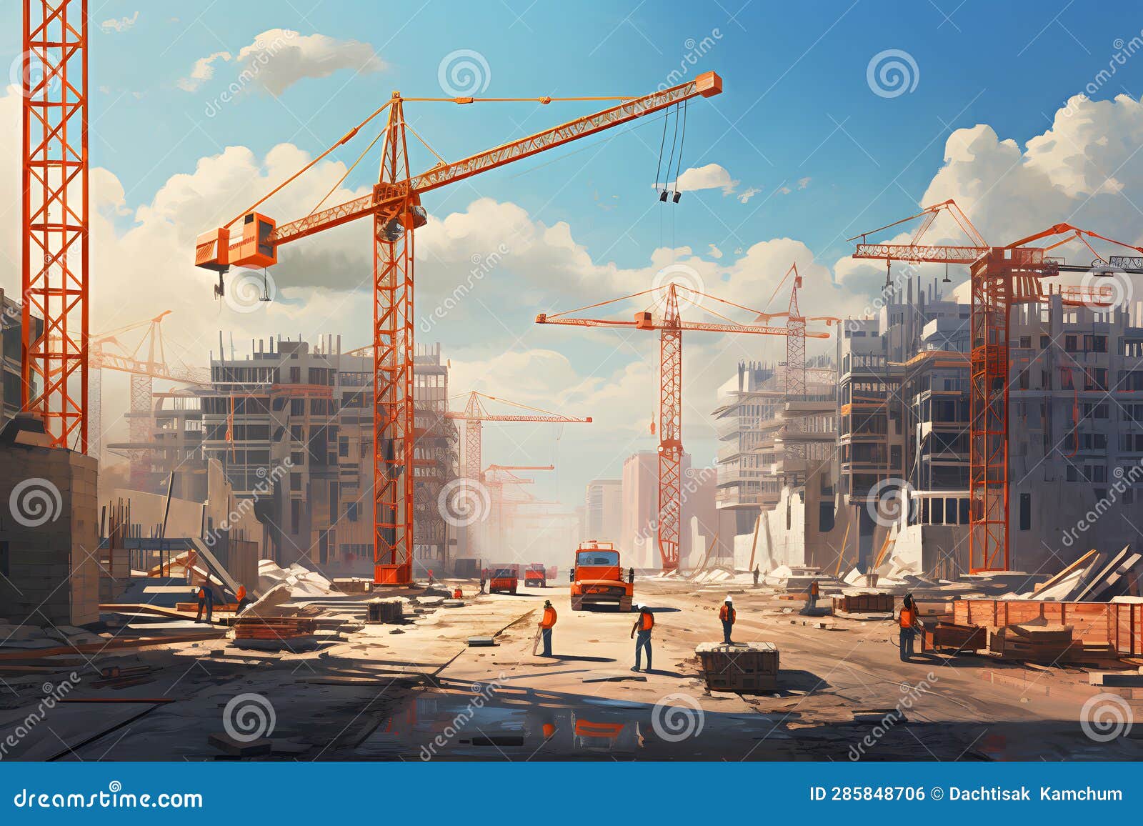 Male Workers in the Construction Site Vectors Illustrator Wirking Man ...