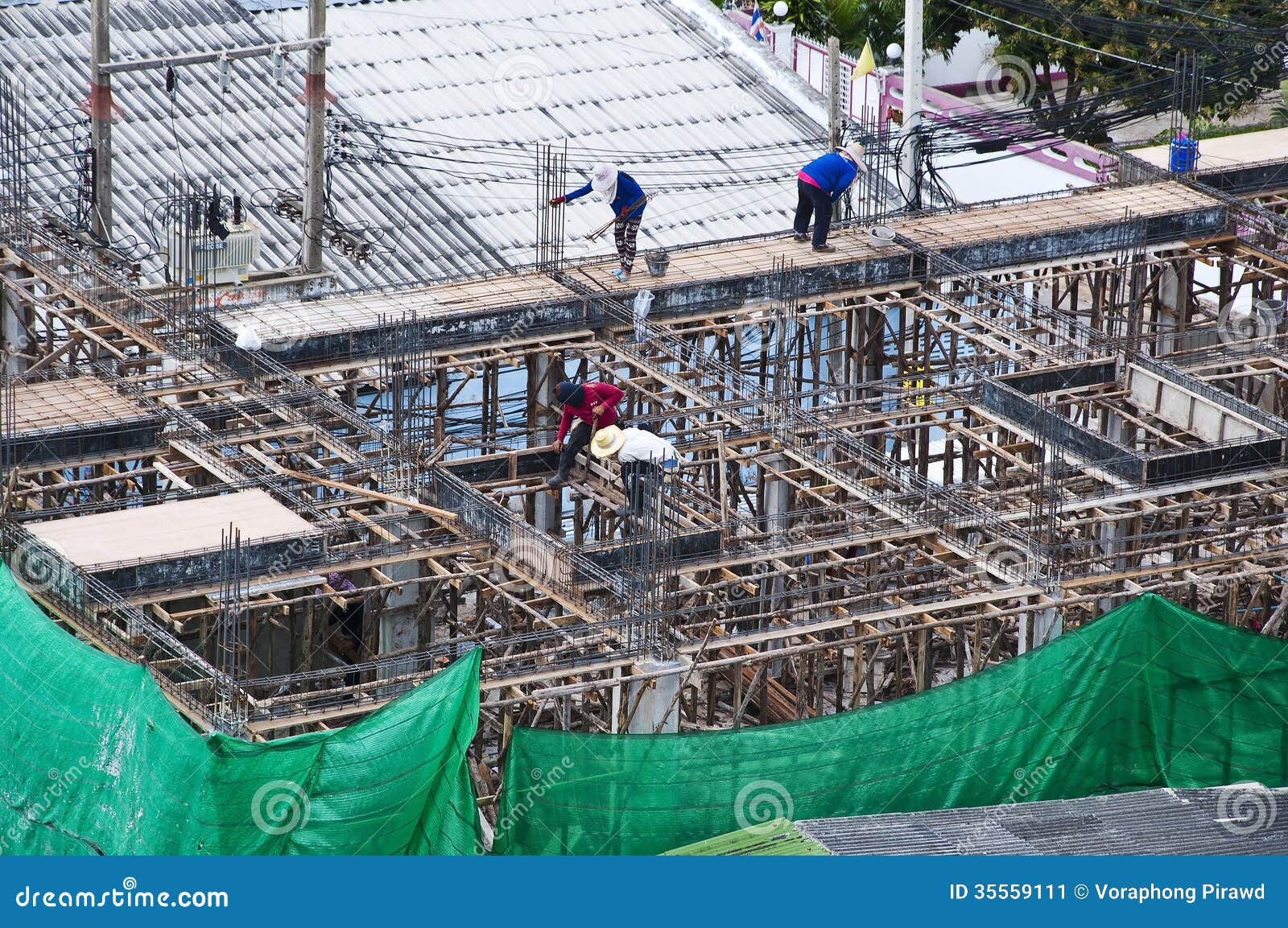 Workers in a Construction Site Stock Image - Image of architecture ...