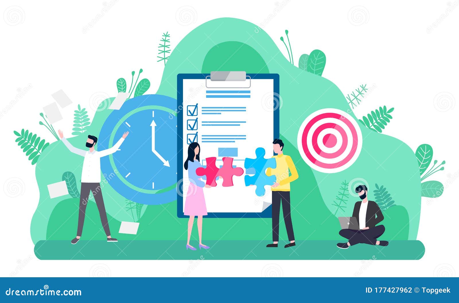 Workers Cooperation, Target or Goal, Work Vector Stock Vector ...