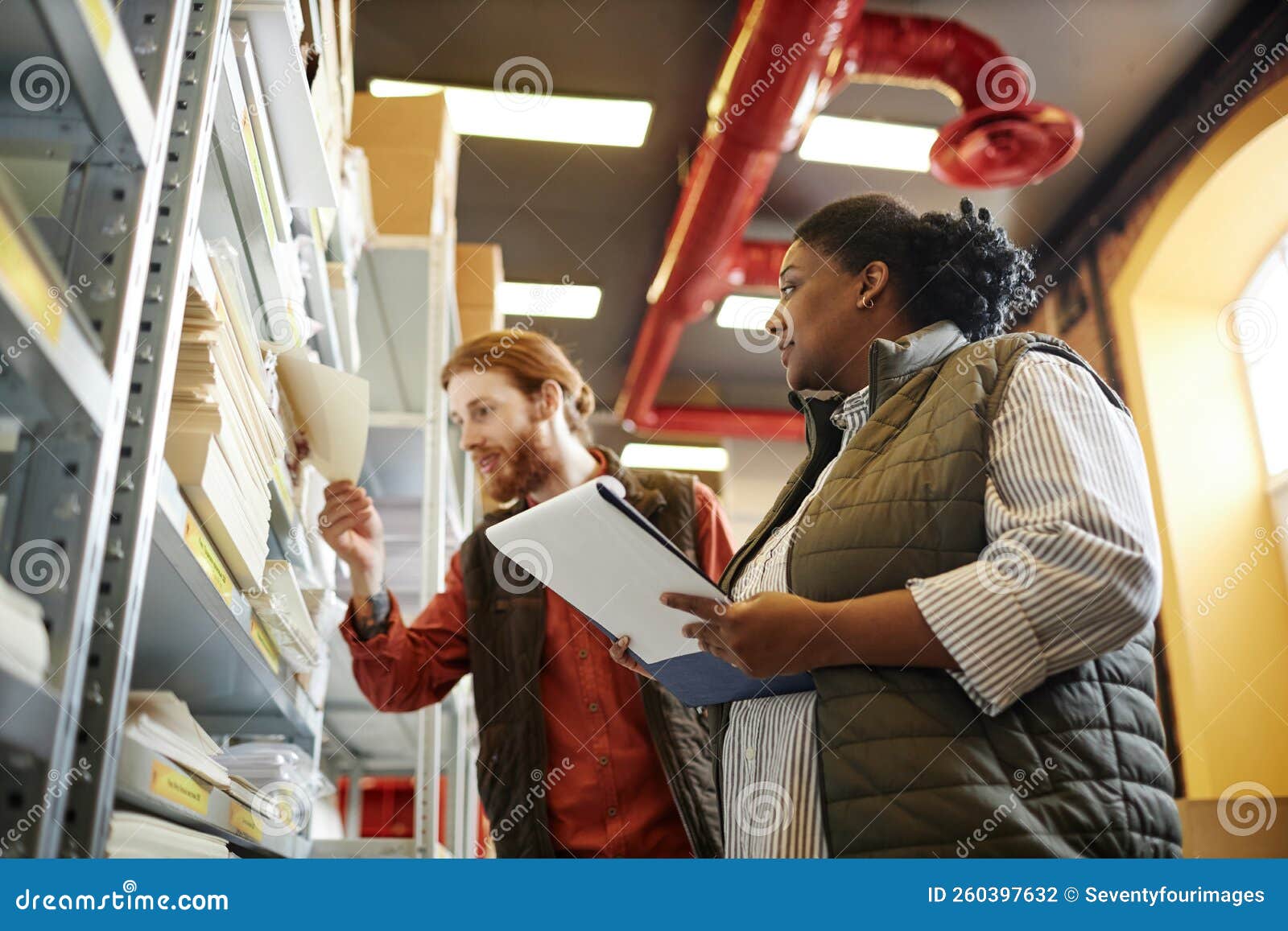 Workers Counting Production in Warehouse Stock Photo - Image of manager ...