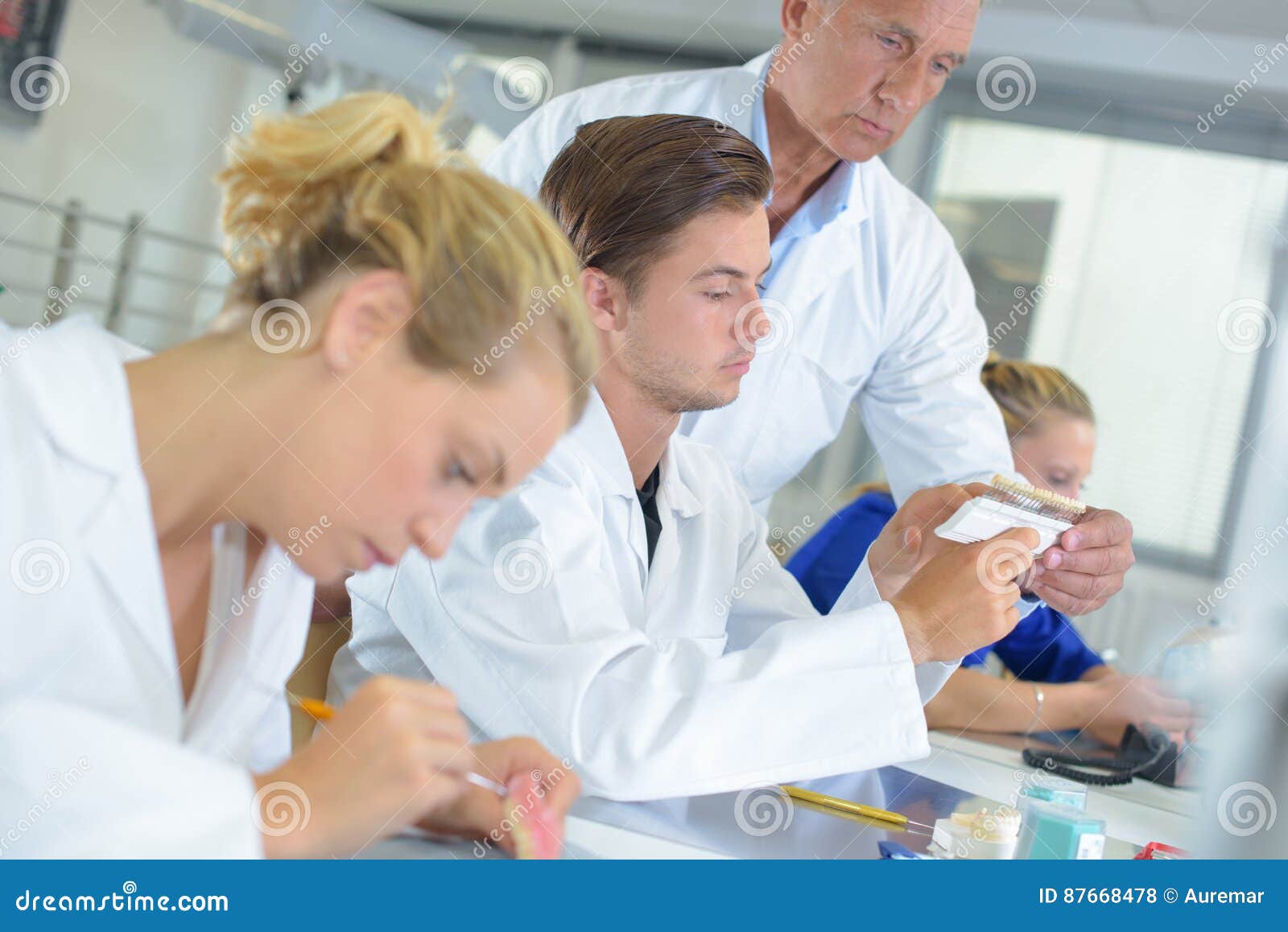 Workers in dental lab stock photo. Image of profession - 87668478