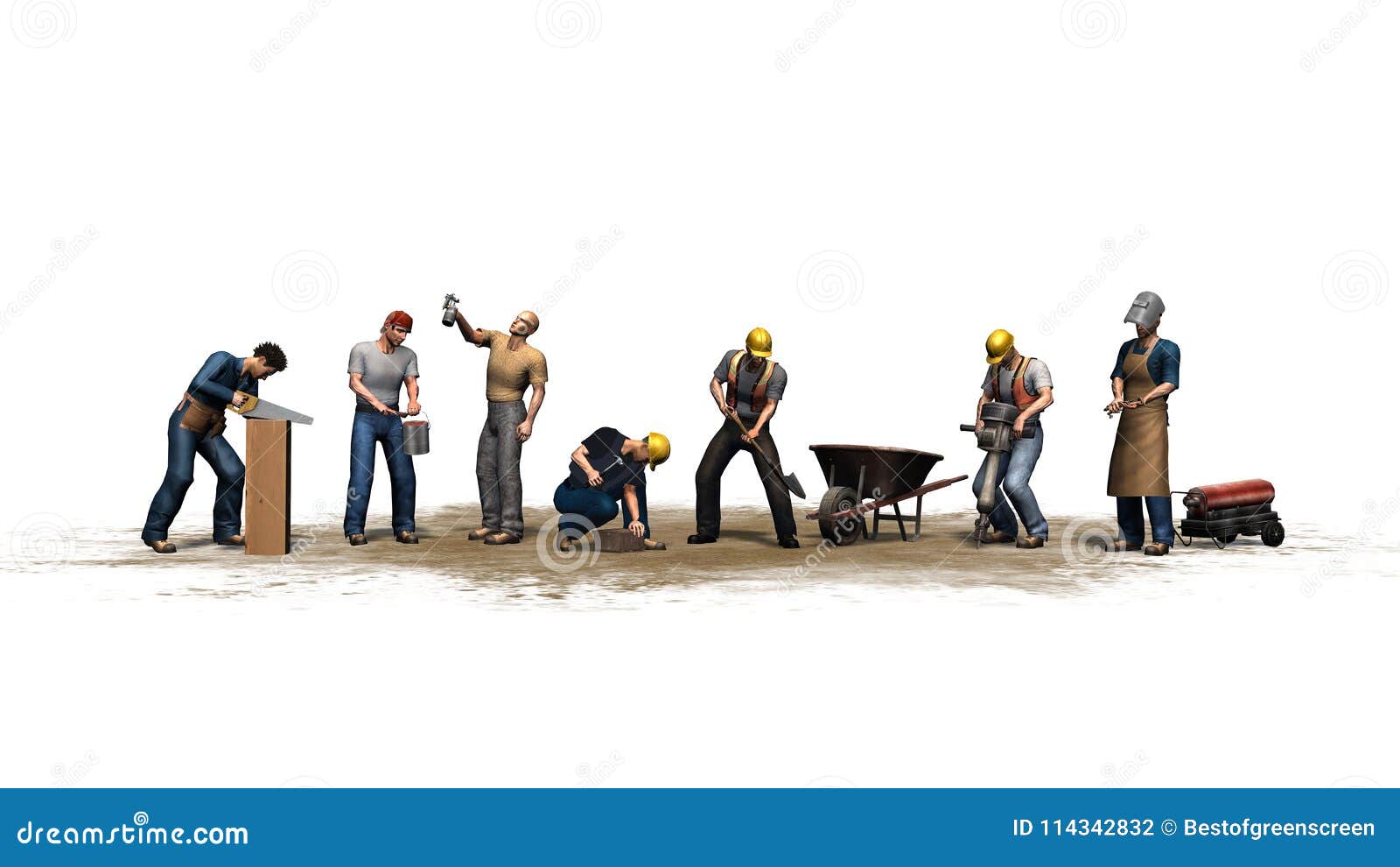 Different Workers with Their Tools - Isolated on White Background Stock ...