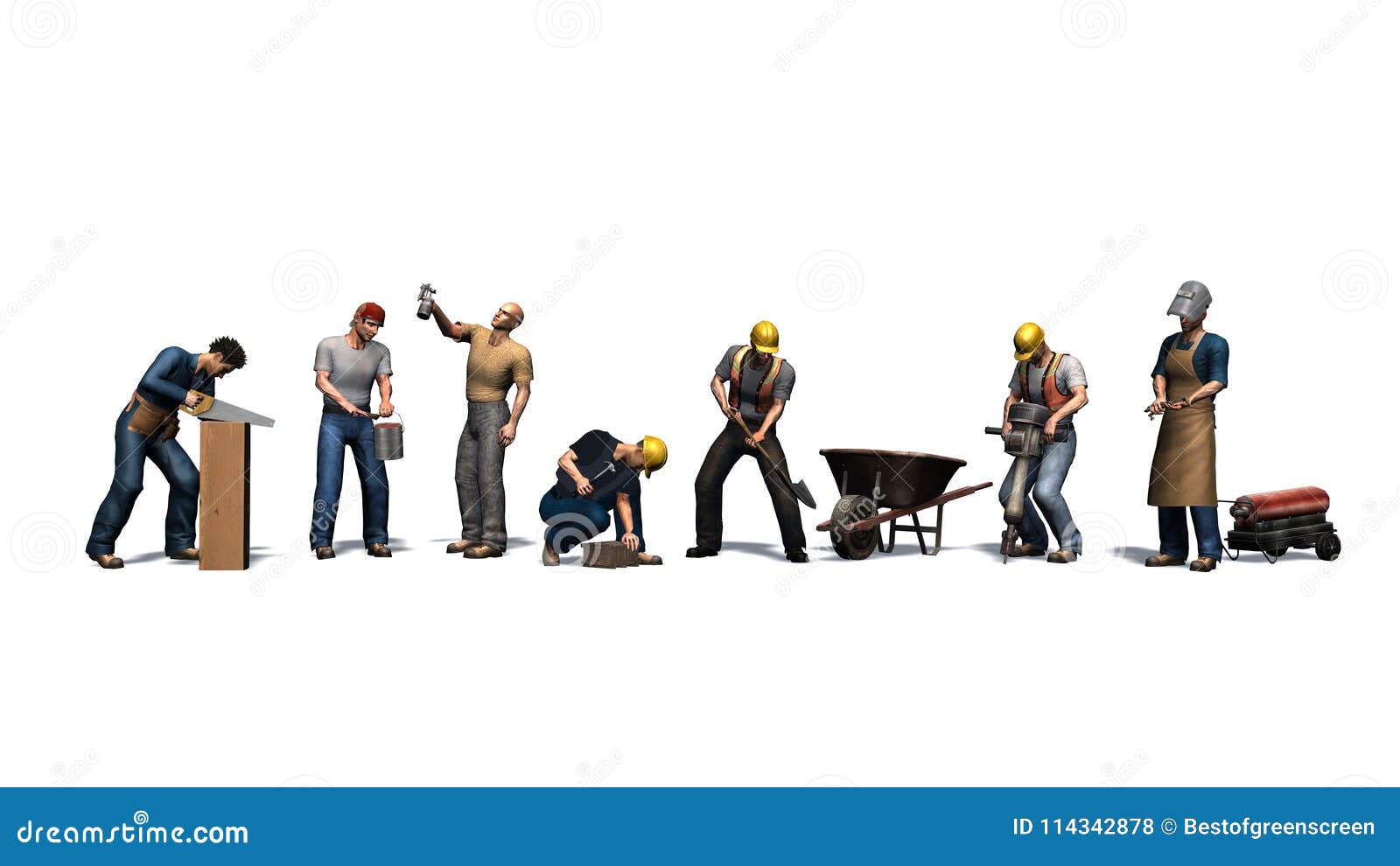 Different Workers with Their Tools - Isolated on White Background Stock ...