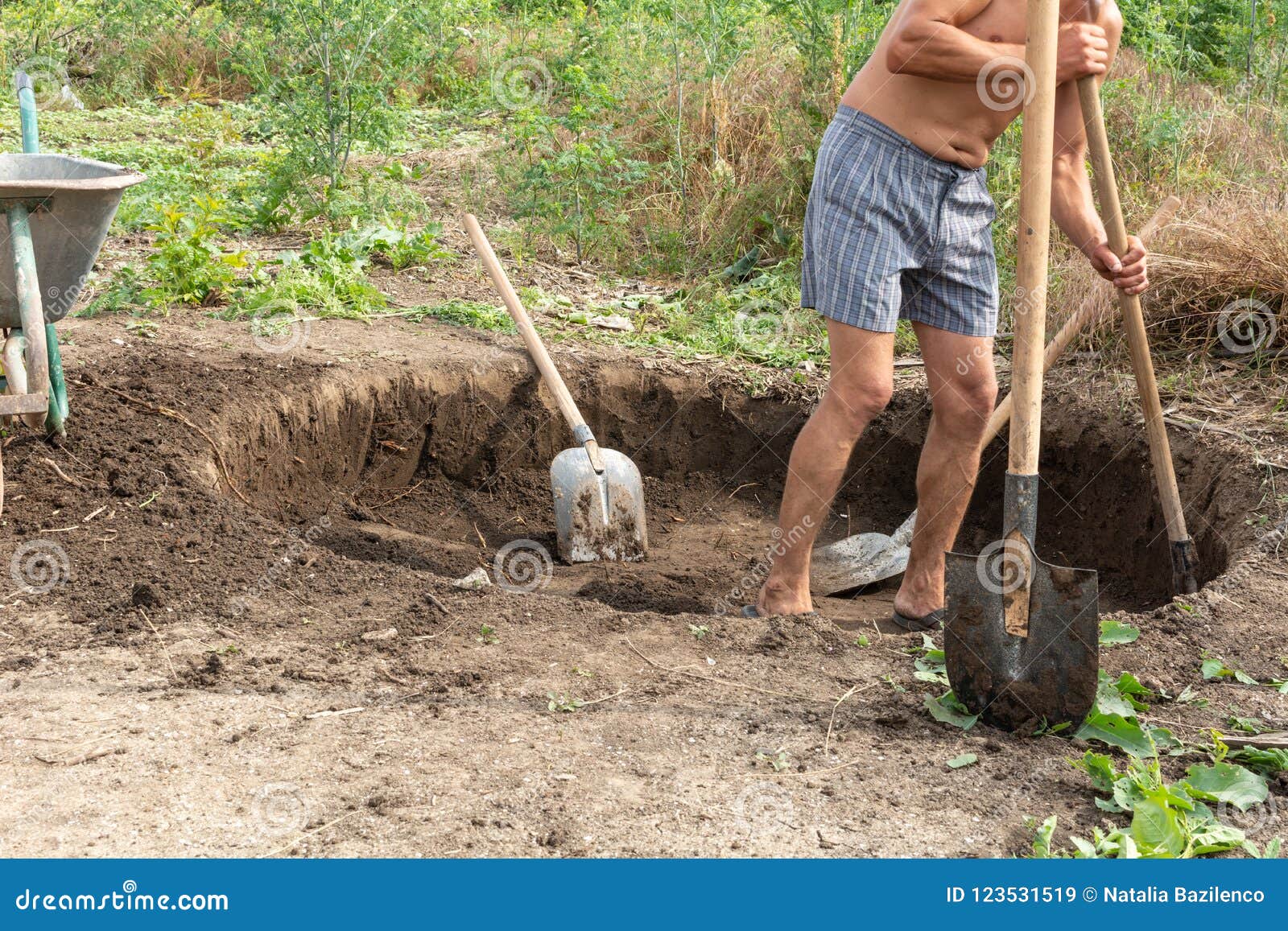 Workers Dig a Pit for a Septic Tank Stock Image - Image of commercial ...