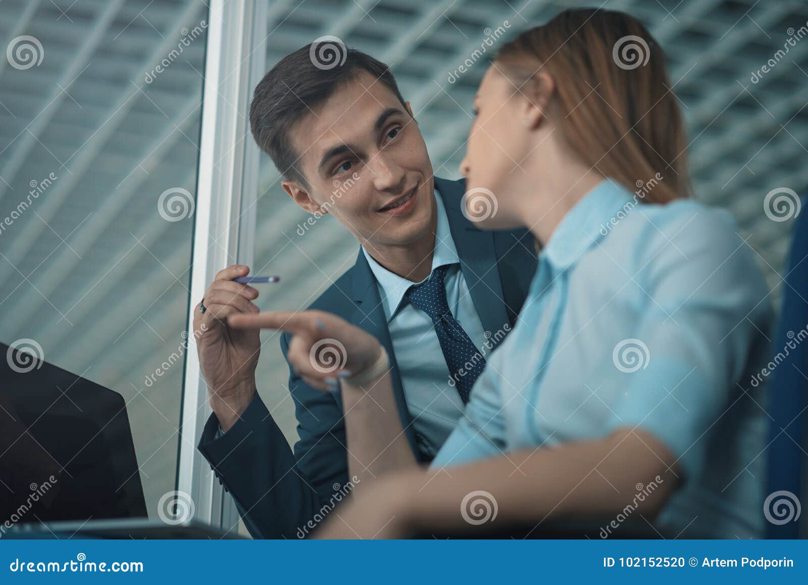 Workers discuss stock photo. Image of boss, digital - 102152520