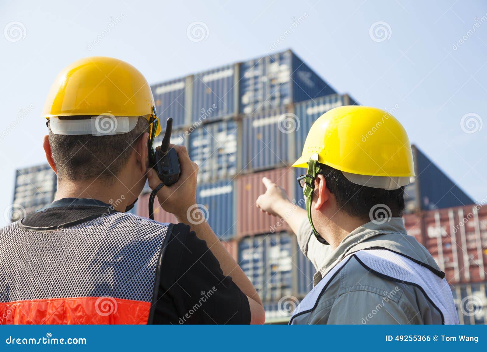 Workers Discussion and Pointing for Inspection Stock Photo - Image of ...