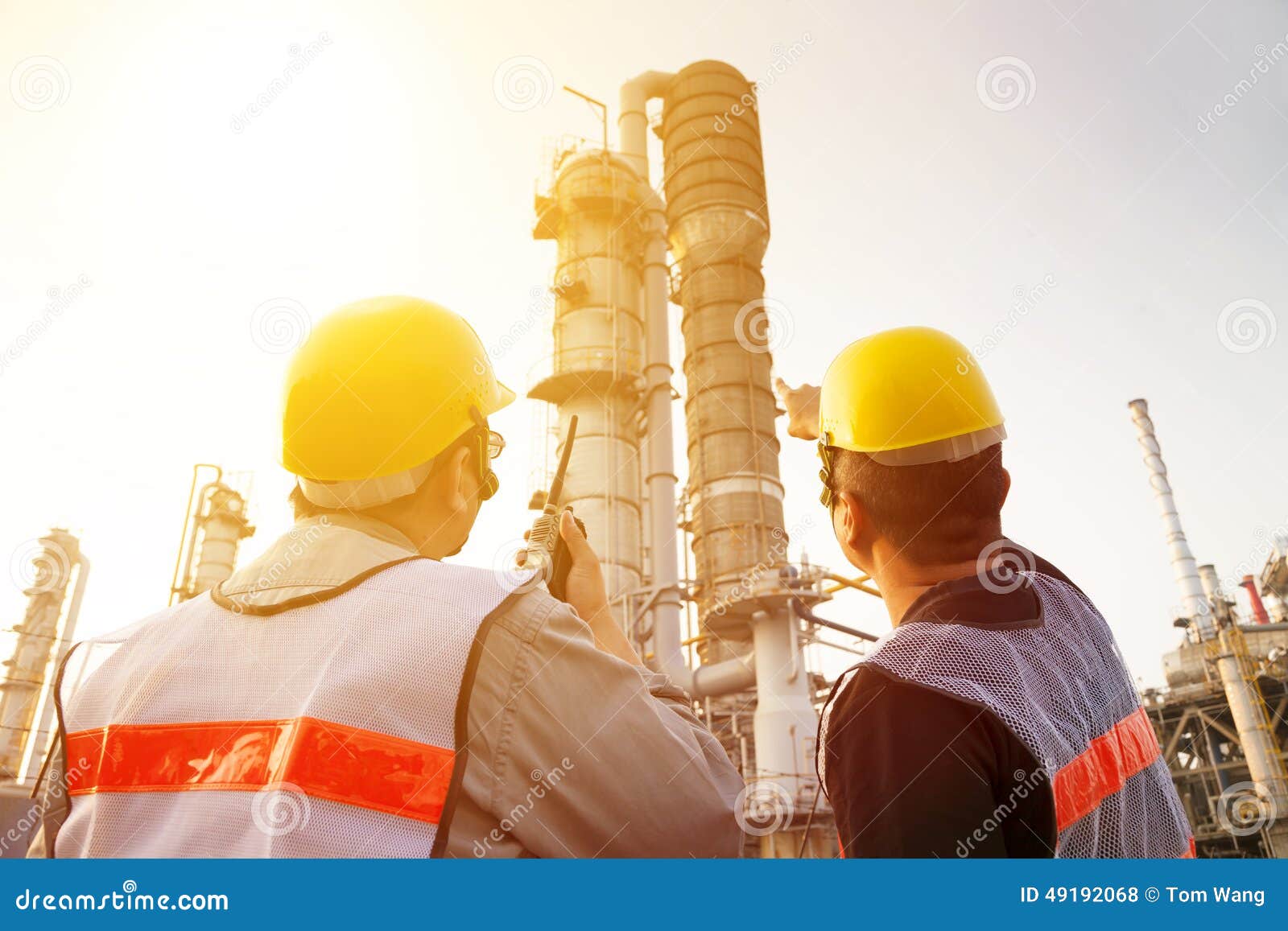 Workers Discussion and Pointing for Inspection Stock Photo - Image of ...