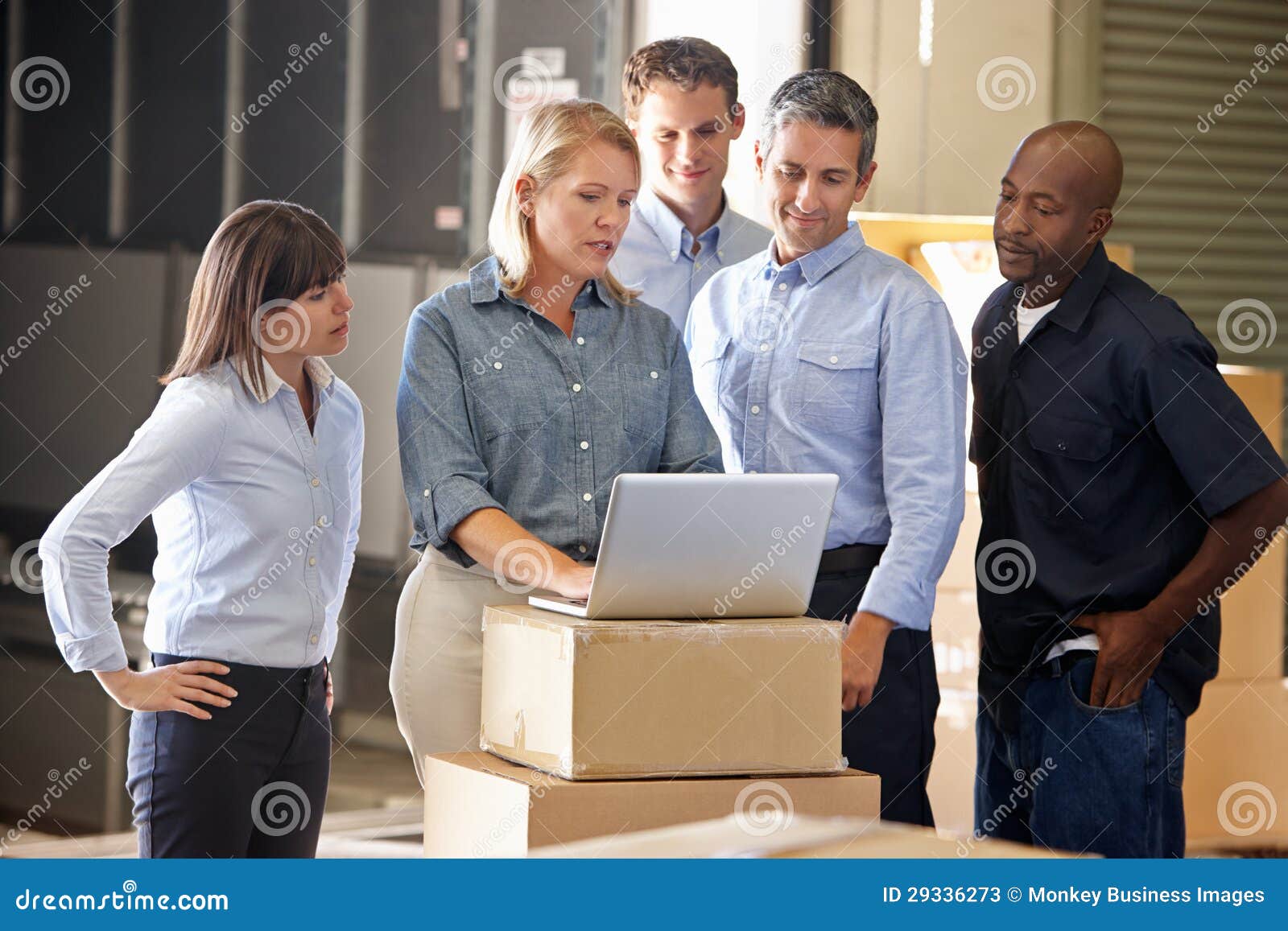 Workers in Distribution Warehouse Stock Image - Image of management ...