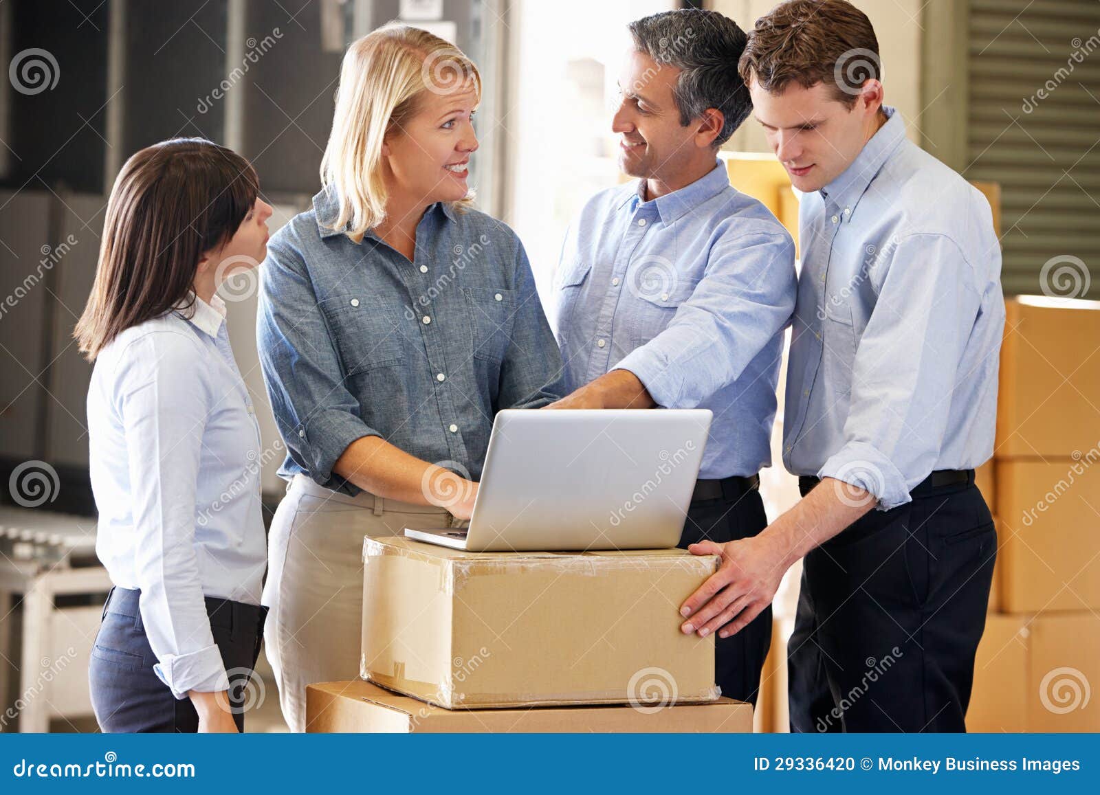 Workers in Distribution Warehouse Stock Photo - Image of dispatch, four ...