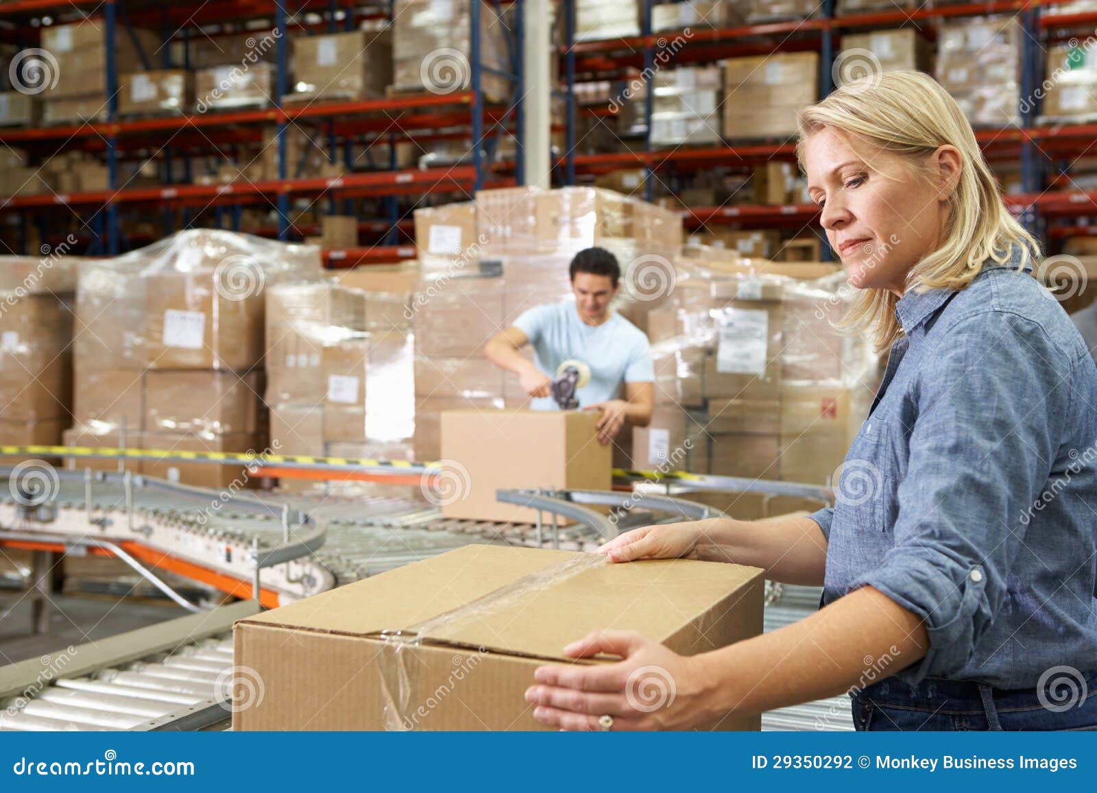 Workers in Distribution Warehouse Stock Photo - Image of business ...