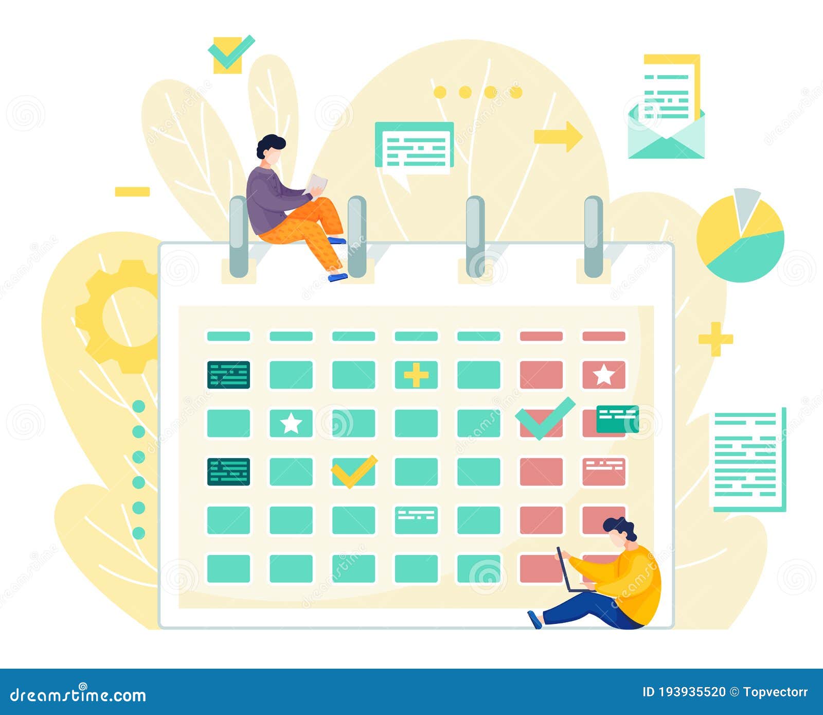 Workers Effectively Organizing Office Work Time, Using Calendar ...