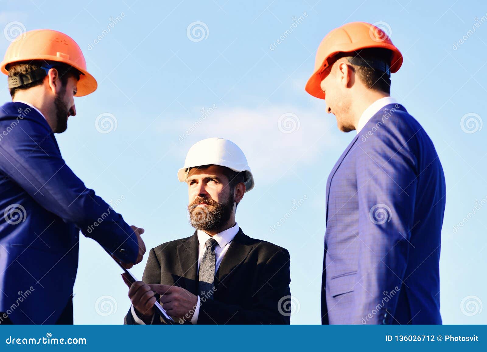 The Engineer Hold Walky Talky Stand Near The Tractor And Smile To Show ...