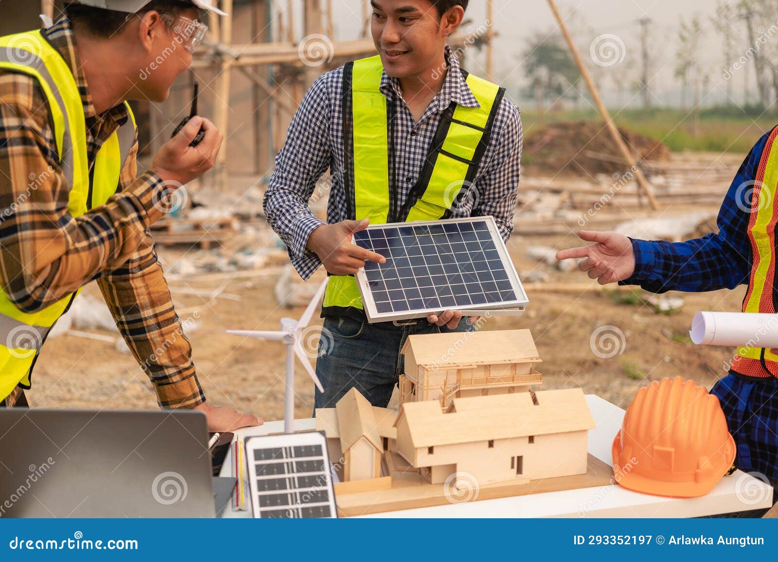 Workers and Engineers are Talking about Installing a Solar Panel System ...