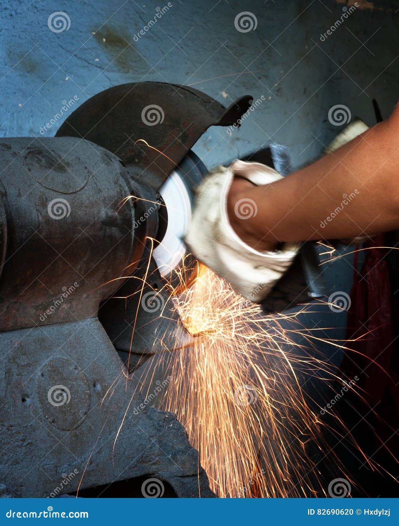 The Workers in the Factory in Operating Electric Saw Stock Photo ...