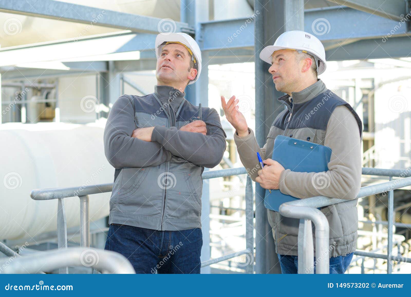Workers in Factory Outdoors Stock Photo - Image of industrial, builder ...