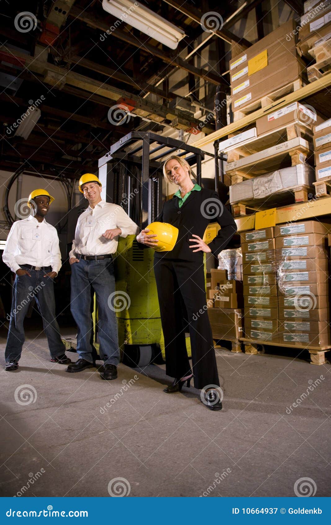 Workers with Female Boss in Storage Warehouse Stock Image - Image of ...