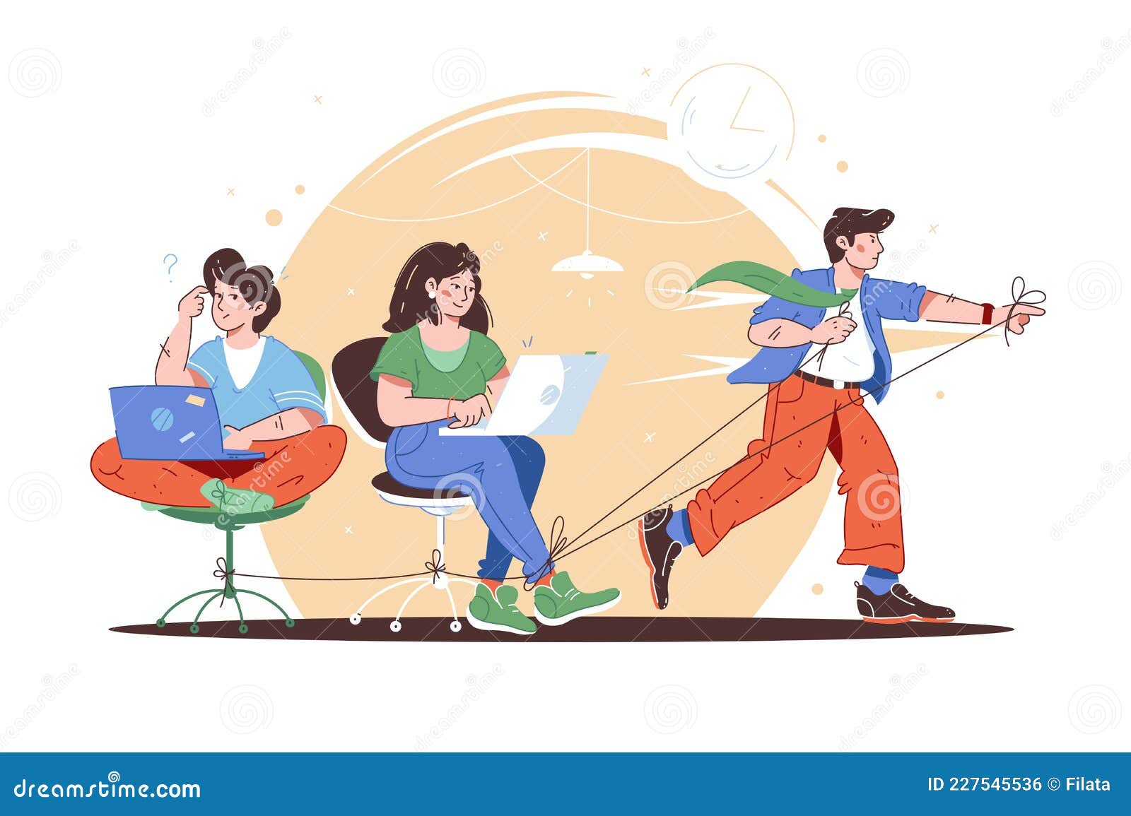 Workers Follow Leader in Team Stock Vector - Illustration of growth ...