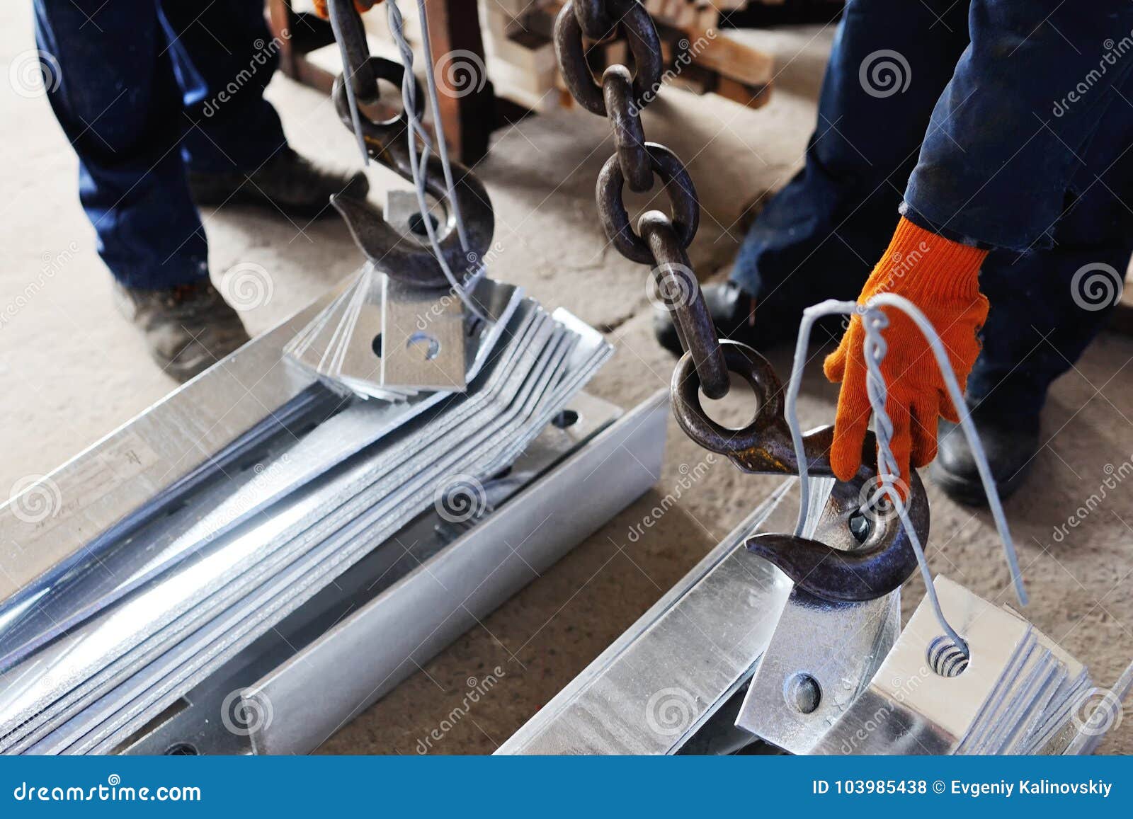 Workers Load Goods on the Hook of the Crane Stock Photo - Image of ...