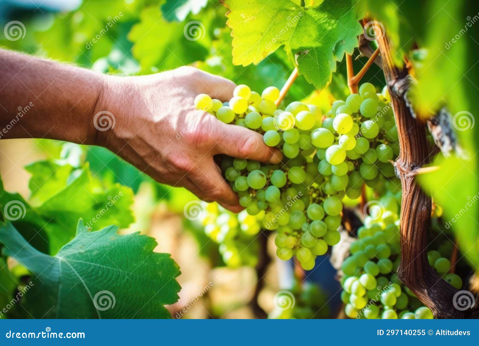 Workers Hands Picking Fresh Grapes Off a Lively Vine Stock Image ...