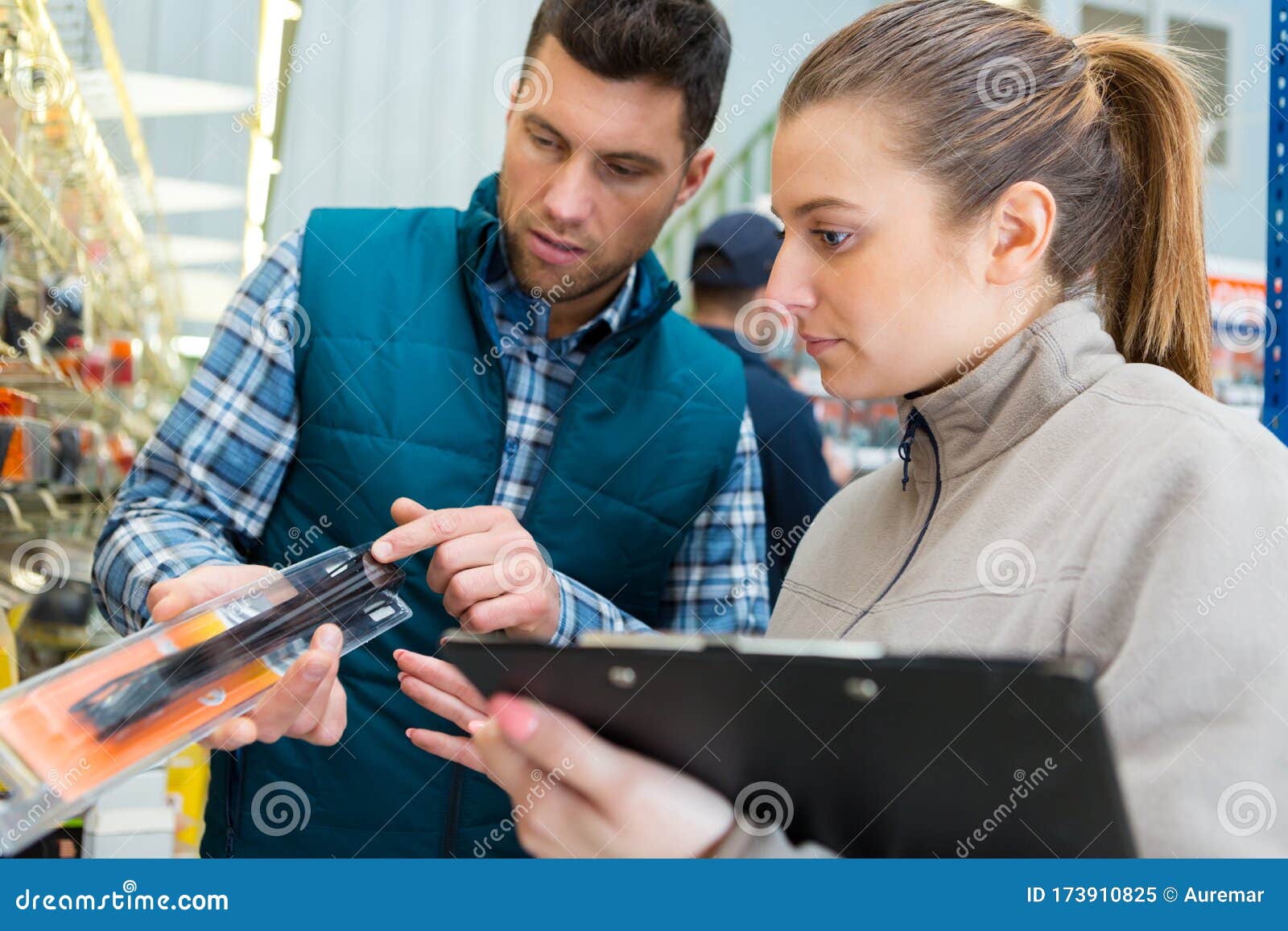 Workers Hardware Shop Inspecting Defective Products Stock Image - Image ...