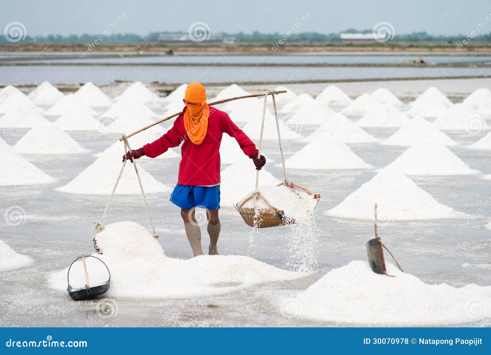 Salt pan harvest stock photo. Image of agriculture, thailand - 30070978