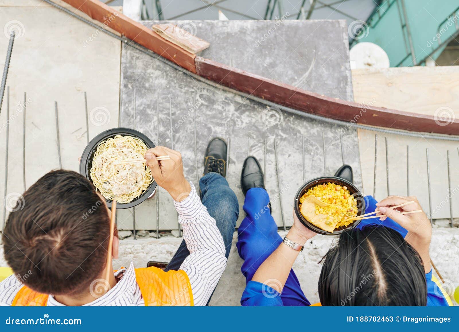 Workers having lunch stock image. Image of occupation - 188702463