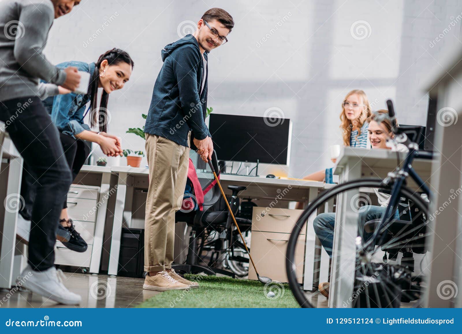 Workers Having Fun in Office Man Stock Photo - Image of multiethnic ...