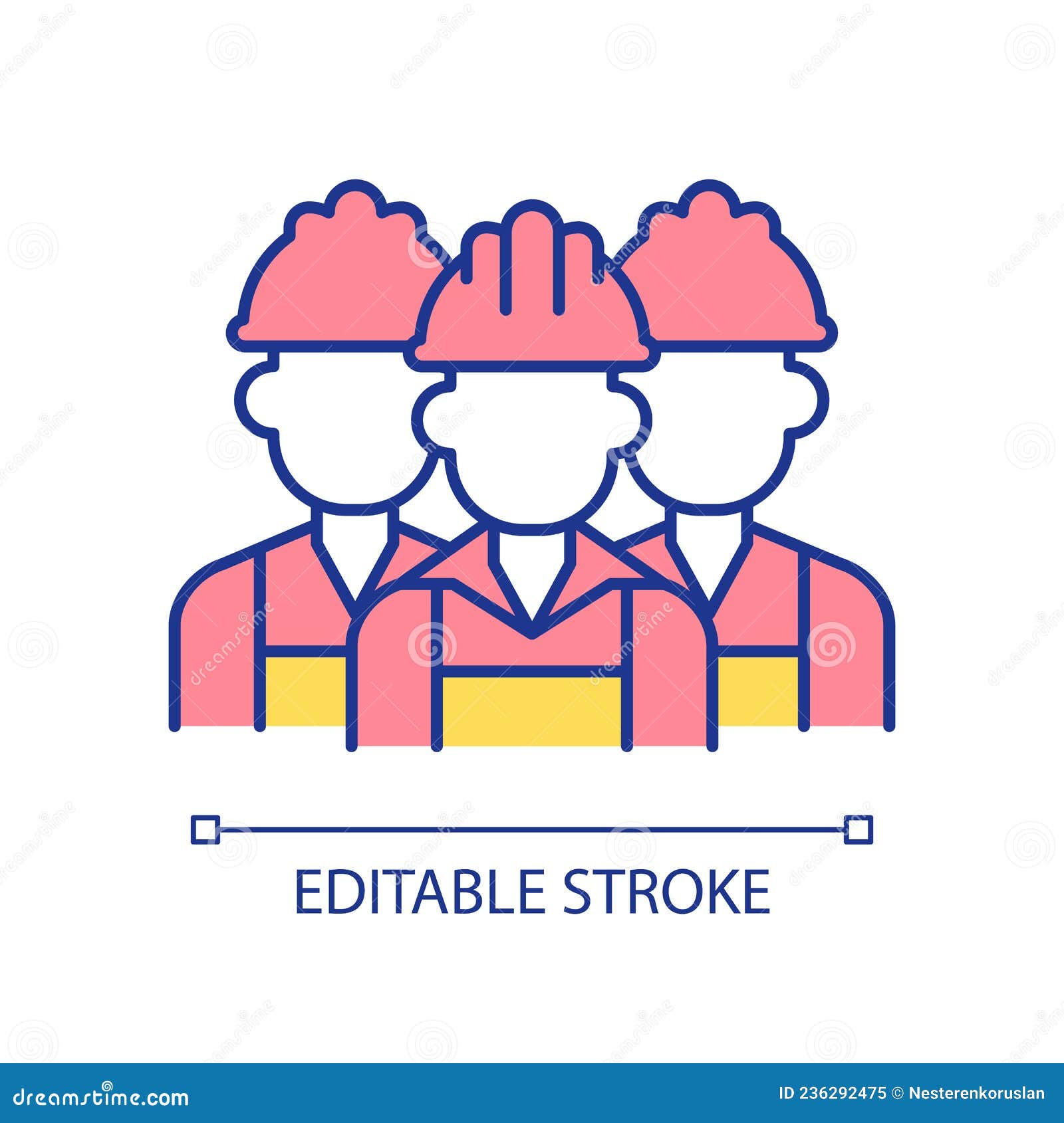 Workers in Helmet Group RGB Color Icon Stock Vector - Illustration of ...