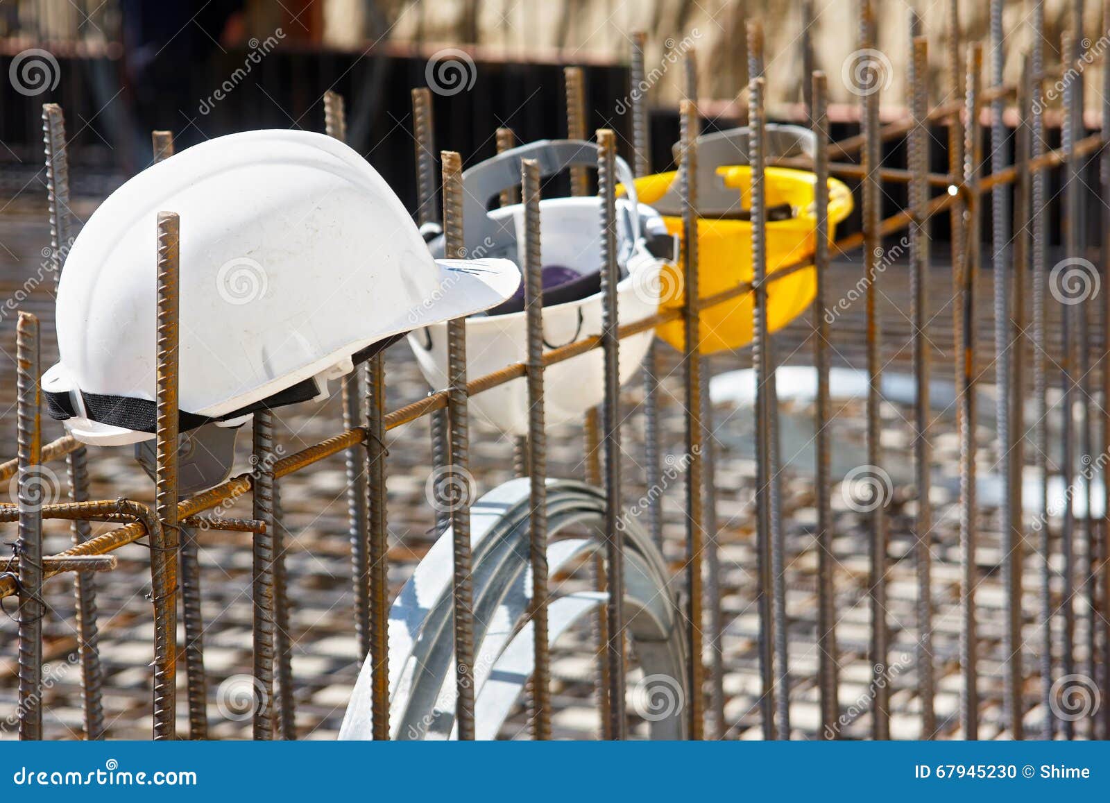 Workers helmets stock photo. Image of steel, foundation - 67945230