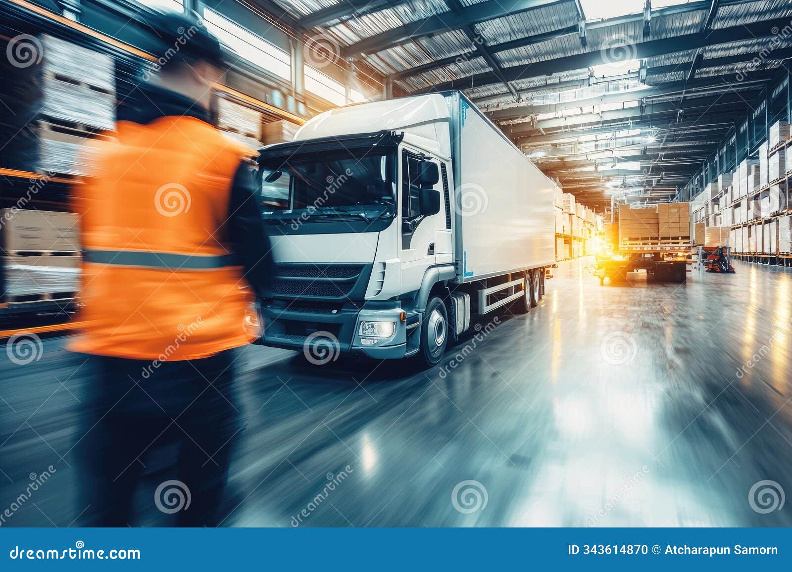 Workers in High Visibility Vests Loading Boxes Stock Photo - Image of ...