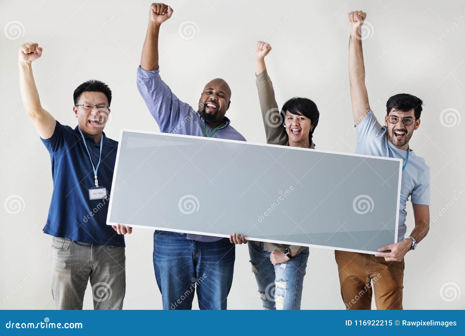 Workers Holding Blank Board Together Stock Image - Image of adult ...