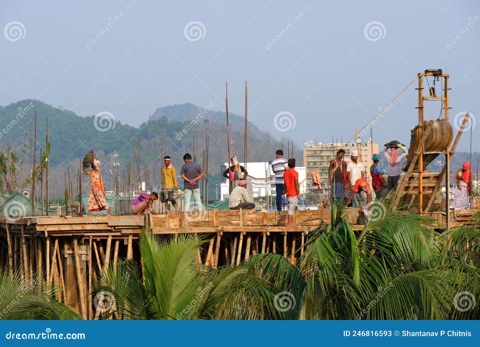 Workers at a House Construction Site Editorial Stock Photo - Image of ...
