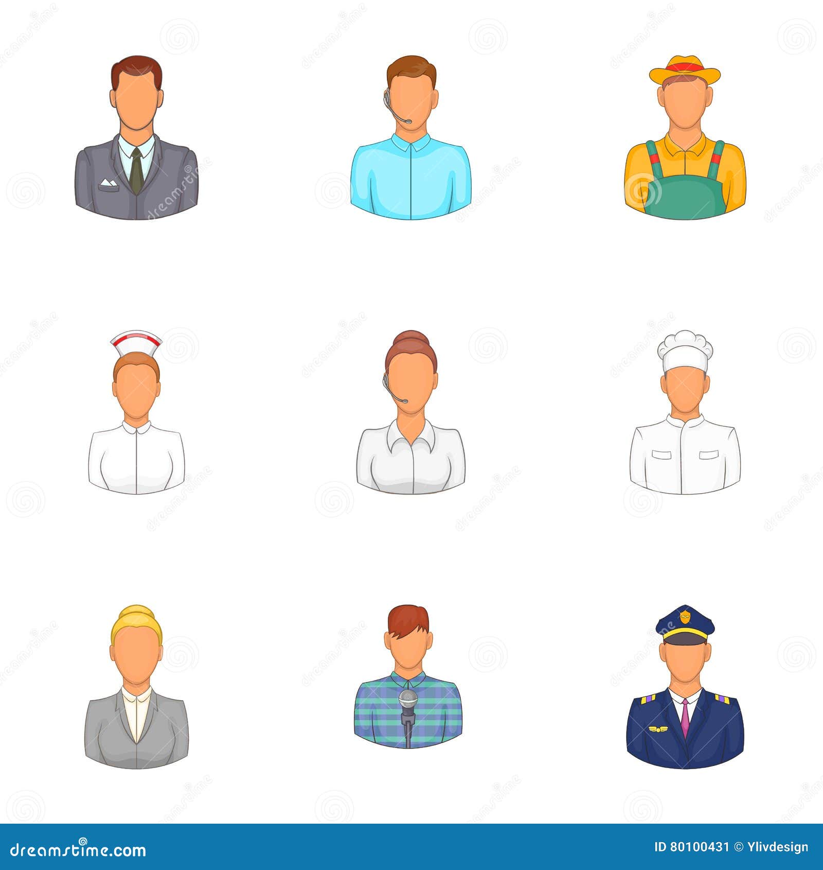 Workers Icons Set, Cartoon Style Stock Vector - Illustration of chef ...