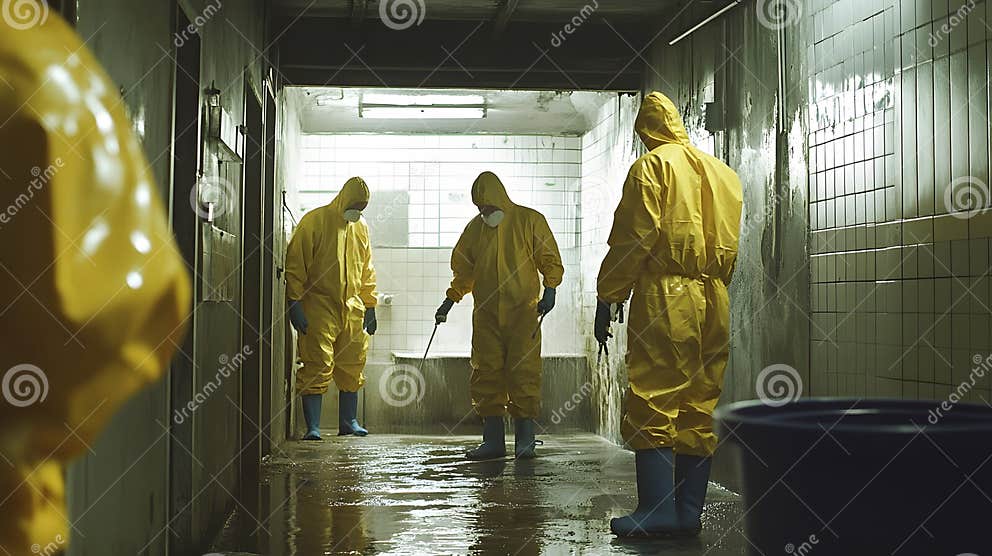 Workers Implementing Sanitation Control Procedures, Minimizing ...