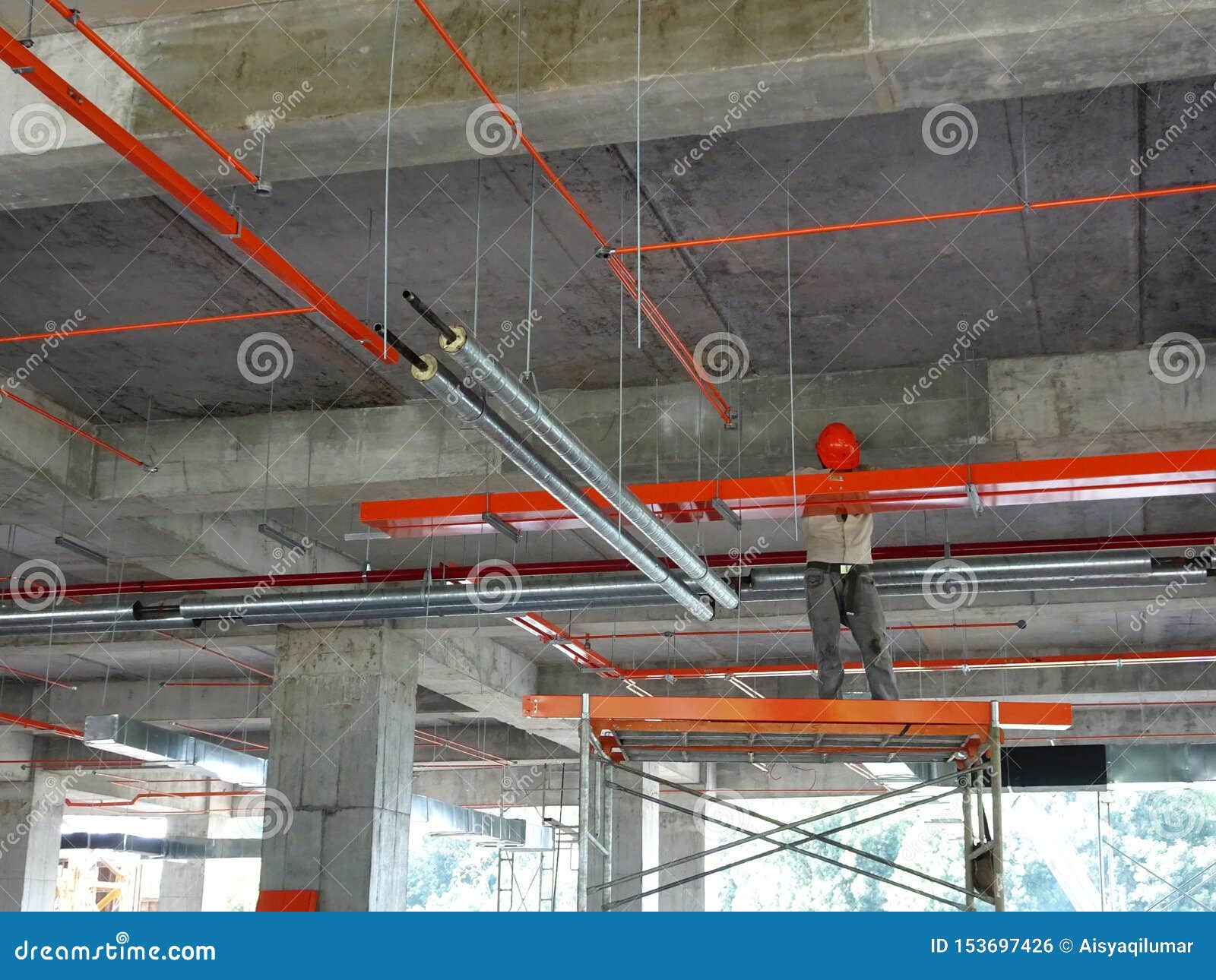 Workers Installing Electrical Cable Tray Editorial Photo - Image of ...