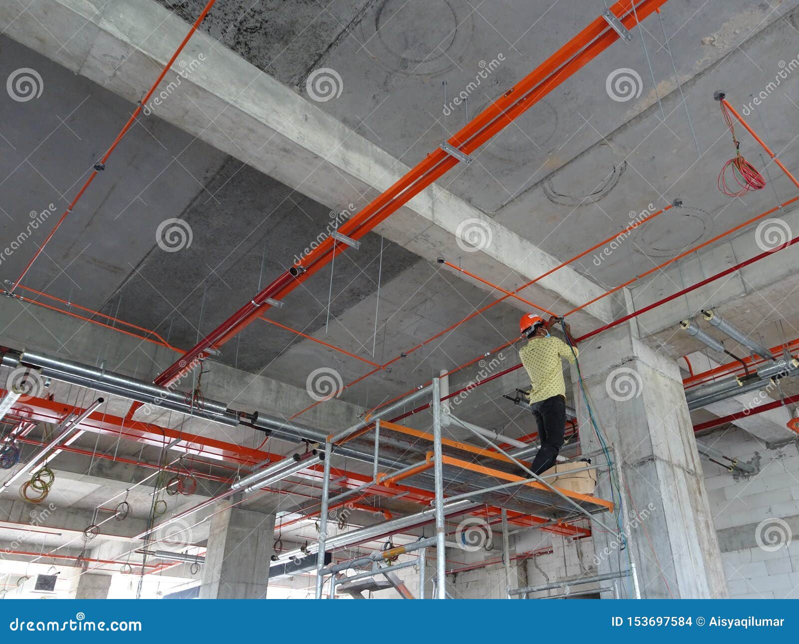 Workers Installing Electrical Cable Tray Editorial Stock Image - Image ...