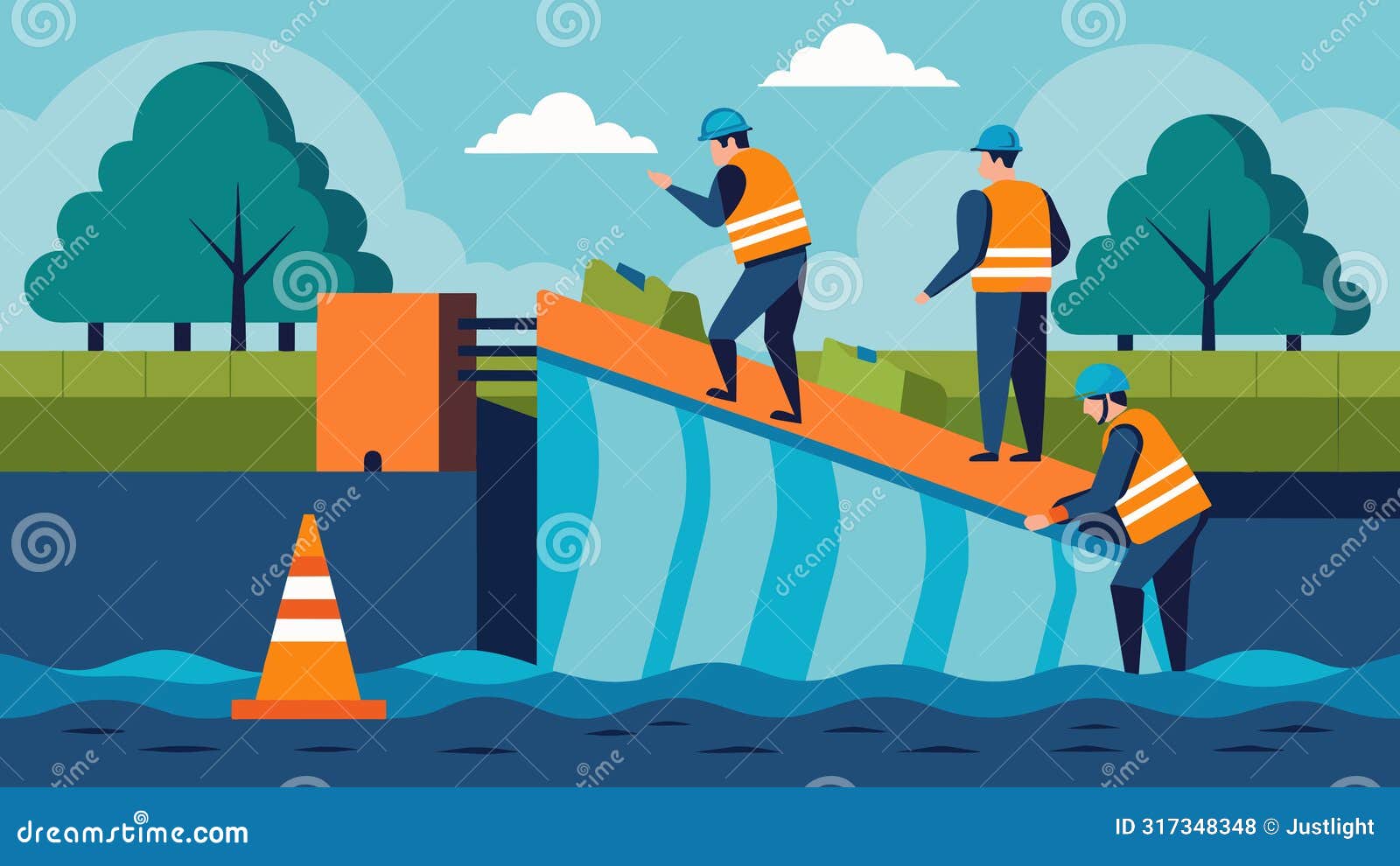 Workers Installing Flood Gates at Strategic Points Along the Barrier To ...