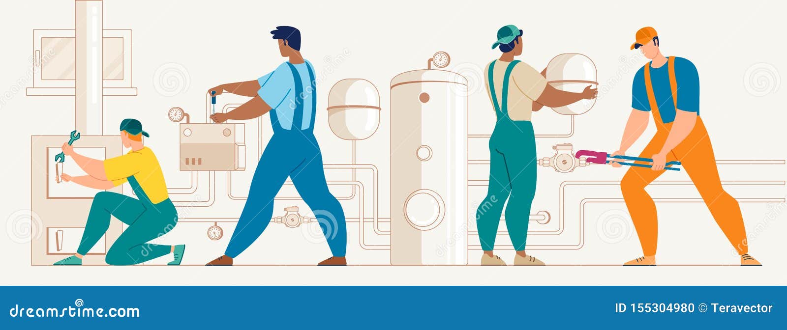 Man Installing A Furnace Royalty-Free Cartoon | CartoonDealer.com #25051562