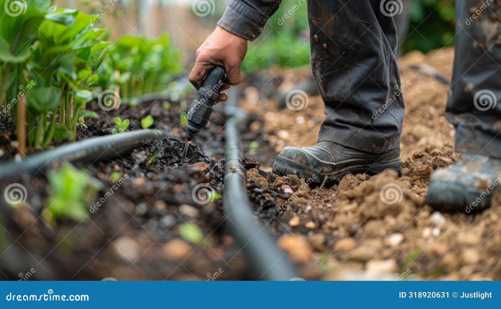 Workers Installing a Network of Irrigation Systems To Ensure Proper ...