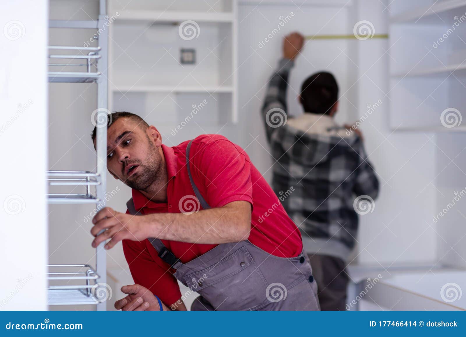 Workers Installing a New Kitchen Stock Photo - Image of profession ...